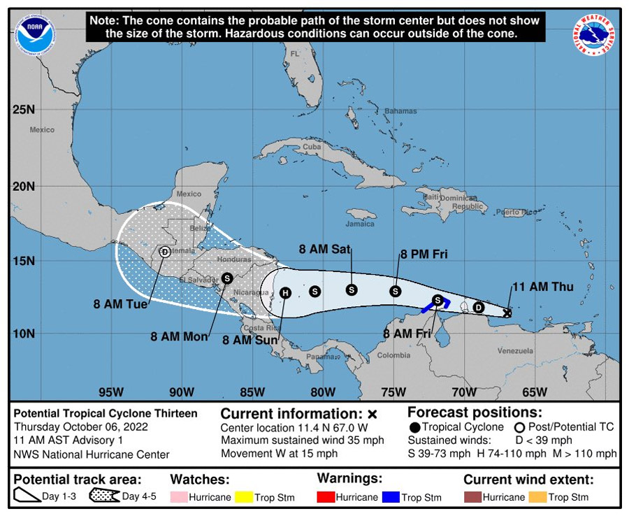 Potencial tormenta tropical Trece amenaza el Caribe y puede ser huracán - Proceso Digital