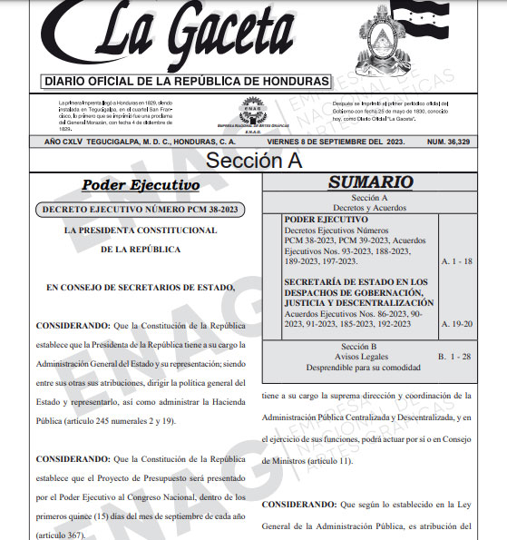 Publicado Decreto Ejecutivo del Presupuesto en La Gaceta - Proceso Digital